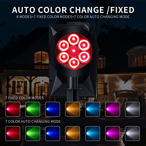 Rrtizan Solar Lights Outdoor Garden, Landscape Spotlights Waterproof, Auto/Adjustable 2-in-1 RGB Solar Lights, Bright and Dark Sensing, Changing & Fixed Color, for Yard, Pathway, Garden(2 Pack)