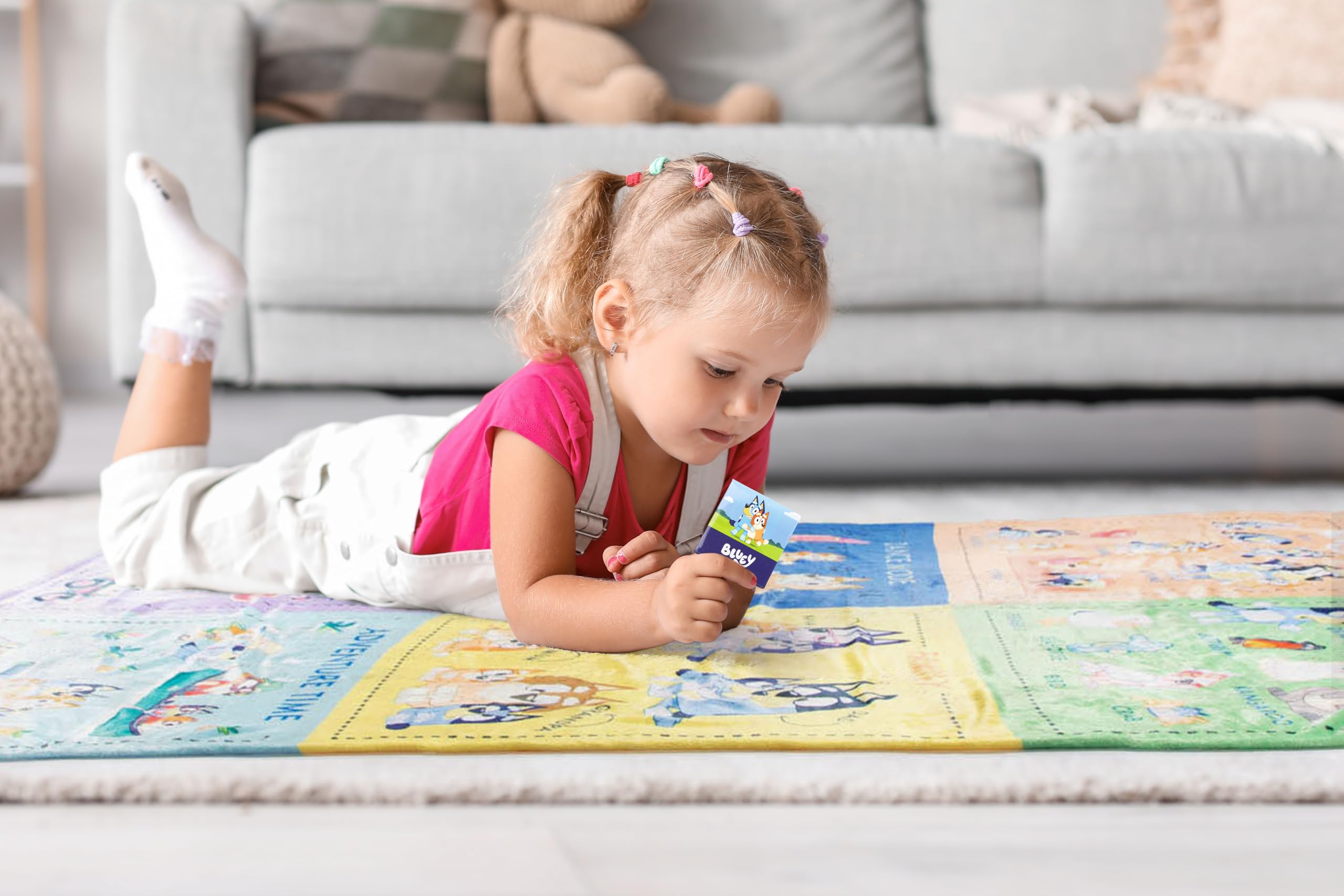 Jay Franco Bluey Early Education Learning Blanket - Measures 60 x 90 Inches - Super Soft Plush Teaching Blanket for Children – Music, Vehicles & Animals Kids Bedding