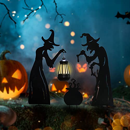 Kurala Halloween Solar Light Outdoor, Witch Shaped 3 Pack Retro Warm White LED Lights Waterproof, Stake Lights for Walkway, Yard, Lawn, Patio, Porch, Garden Decoration.