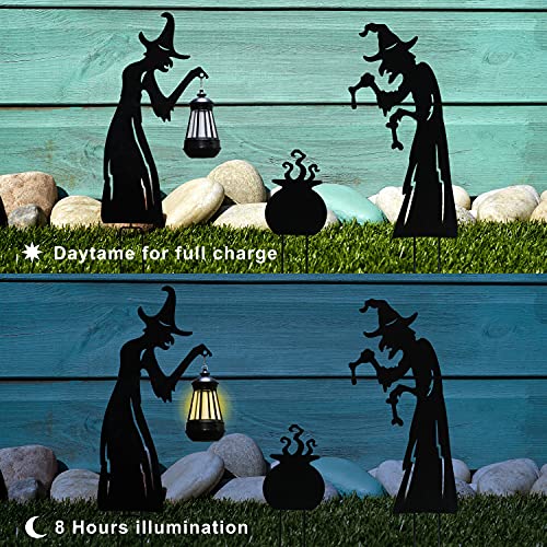 Kurala Halloween Solar Light Outdoor, Witch Shaped 3 Pack Retro Warm White LED Lights Waterproof, Stake Lights for Walkway, Yard, Lawn, Patio, Porch, Garden Decoration.