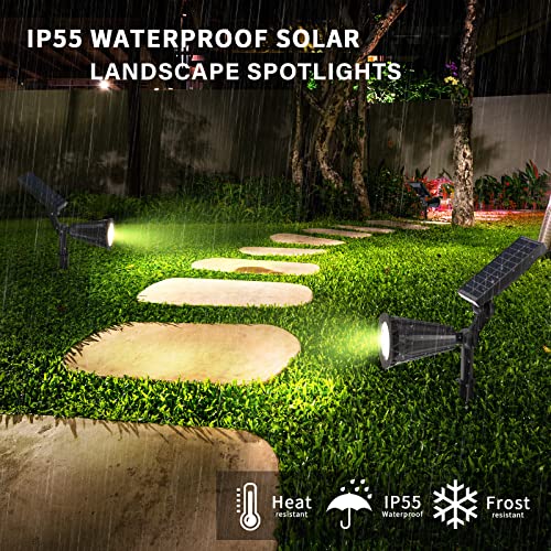 Rrtizan Solar Lights Outdoor Garden, Landscape Spotlights Waterproof, Auto/Adjustable 2-in-1 RGB Solar Lights, Bright and Dark Sensing, Changing & Fixed Color, for Yard, Pathway, Garden(2 Pack)