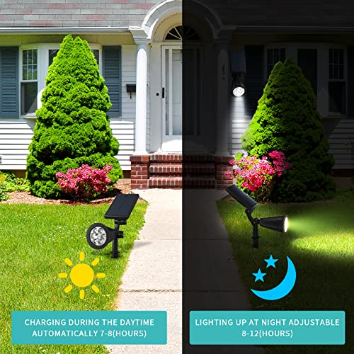 Rrtizan Solar Lights Outdoor Garden, Landscape Spotlights Waterproof, Auto/Adjustable 2-in-1 RGB Solar Lights, Bright and Dark Sensing, Changing & Fixed Color, for Yard, Pathway, Garden(2 Pack)