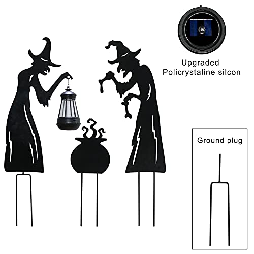Kurala Halloween Solar Light Outdoor, Witch Shaped 3 Pack Retro Warm White LED Lights Waterproof, Stake Lights for Walkway, Yard, Lawn, Patio, Porch, Garden Decoration.