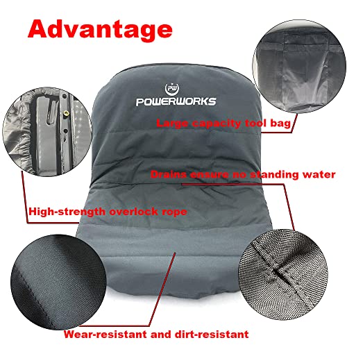 POWERWORKS Weatherproof Deluxe Riding Lawn Mower Seat Cover, Medium, Black