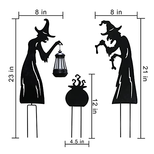 Kurala Halloween Solar Light Outdoor, Witch Shaped 3 Pack Retro Warm White LED Lights Waterproof, Stake Lights for Walkway, Yard, Lawn, Patio, Porch, Garden Decoration.