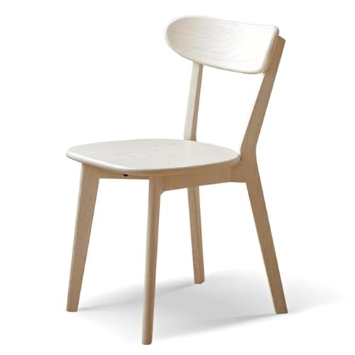 Grewood 100% Solid Oak Wood Dining Chairs,Mid Century Modern Dining Chairs with Rounded Backrest,Kitchen,Dining Room Chairs Set of 1/2/4 (1, White Color)