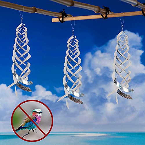 Hausse 2 Pack Fake Horned Owl | 3 Pack Bird Spiral Reflectors Silver Mylar Spinner