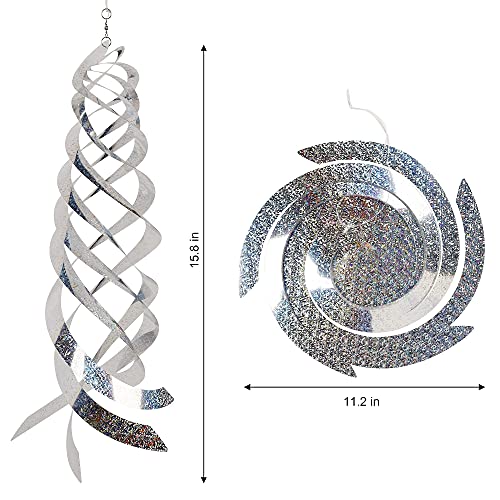 Hausse 2 Pack Fake Horned Owl | 3 Pack Bird Spiral Reflectors Silver Mylar Spinner