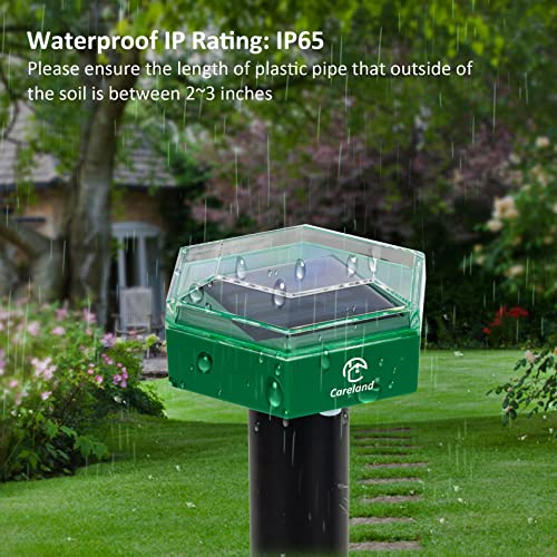 Careland Mole Repellent Stakes Solar Powered Ultrasonic Gopher Deterrent Groundhog Repeller Sonic Spikes Outdoor Vole Control Chaser for Lawn and Garden Waterproof (2)