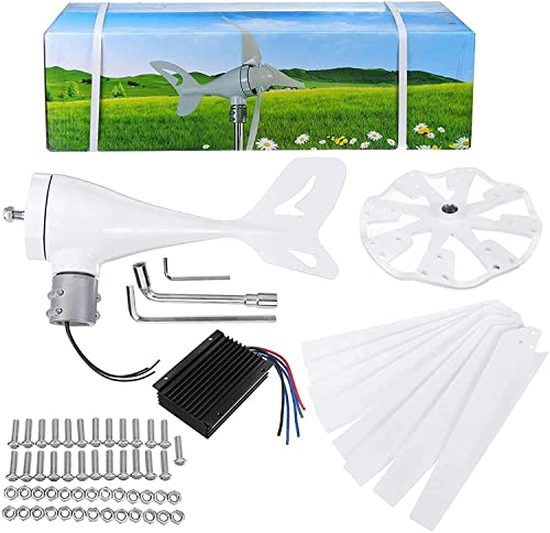 SZYARA 2000W Wind Turbine Generator Kit 8 Blades Low Noise Horizontal Wind Turbine with Charge Controller for Home Garden Use(White),12v