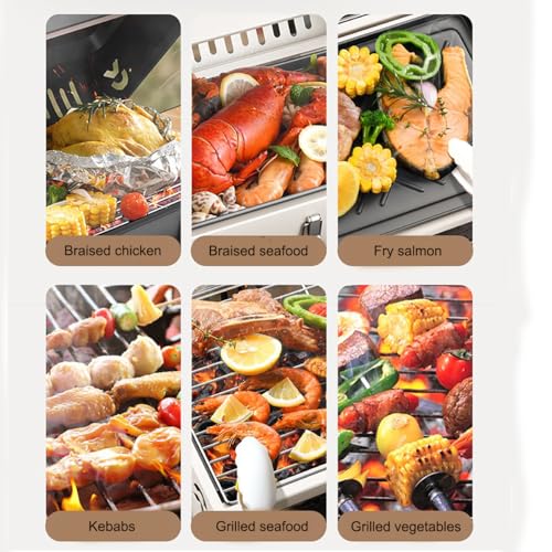 grilling and Frying 2-in-1 double-sided outdoor Charcoal grill , portable bbq grill with lid ,camping grill,mini grill,table top charcoal grills (white no Frying pan)