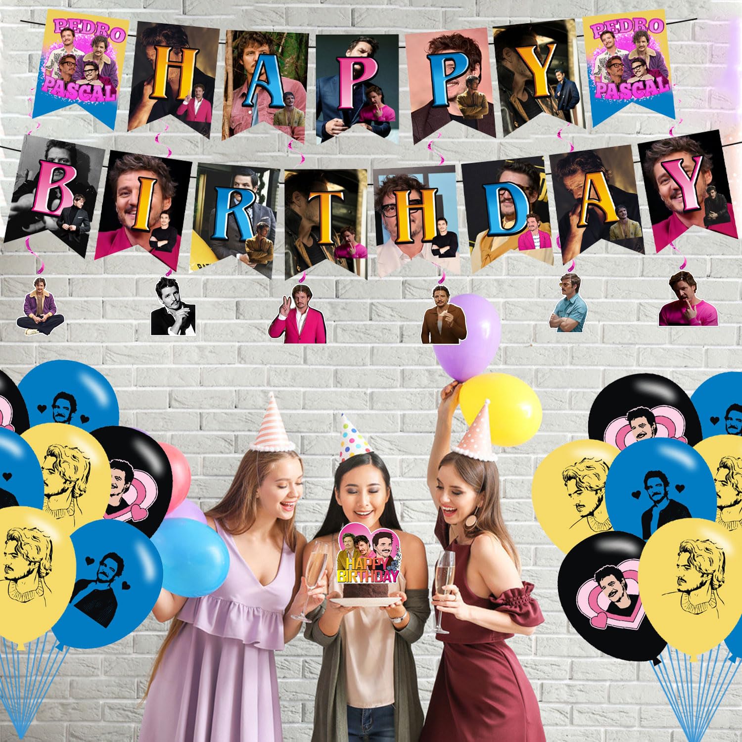 𝓟𝓮𝓭𝓻𝓸 𝓟𝓪𝓼𝓬𝓪𝓵 Birthday Party Supplies, 𝓟𝓪𝓼𝓬𝓪𝓵 Party Decorations with Happy Birthday Banner Cake Topper Cupcake Toppers Balloons Stickers for 𝓟𝓮𝓭𝓻𝓸 Themed Party Decortions