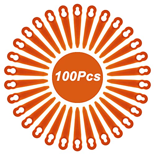 FourShow 100Pcs Plastic Replacement Blades Compatible with STIHL Polycut 2-2 Polycut 3-2 Grass Trimmer FSA 45 FSA 57 FSE 52,Sun Joe 24V-GT10, Redback Swift 40V