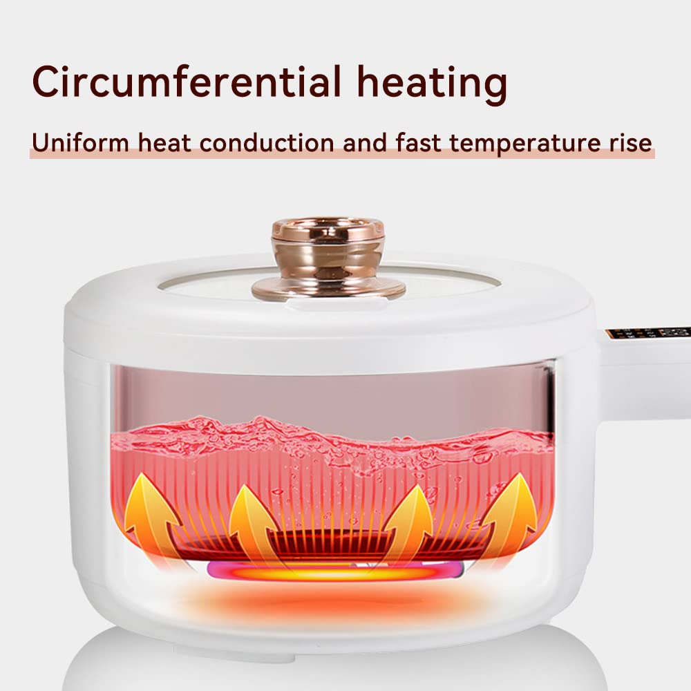 Drizzle Electric Hot Pot Cooker Steamer 1.8L - Multifunctional Non-stick Pan - Dormitory Office Portable Ramen Cooker Steamer Boil Dry Protection - Suitable For Noodles Steak Cooker Eggs Stir-Frying Pasta Oatmeal Smart Button