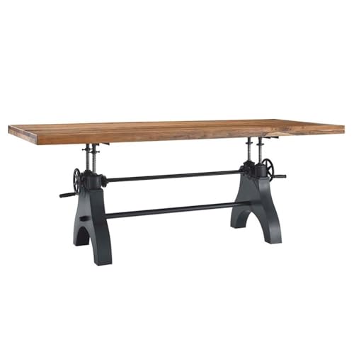Modway EEI-6149-BLK-NAT Genuine 96" Crank Adjustable Height Dining and Conference Table, Black Natural