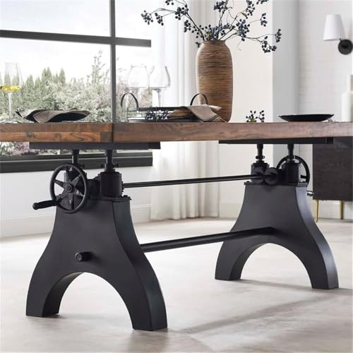Modway EEI-6149-BLK-NAT Genuine 96" Crank Adjustable Height Dining and Conference Table, Black Natural