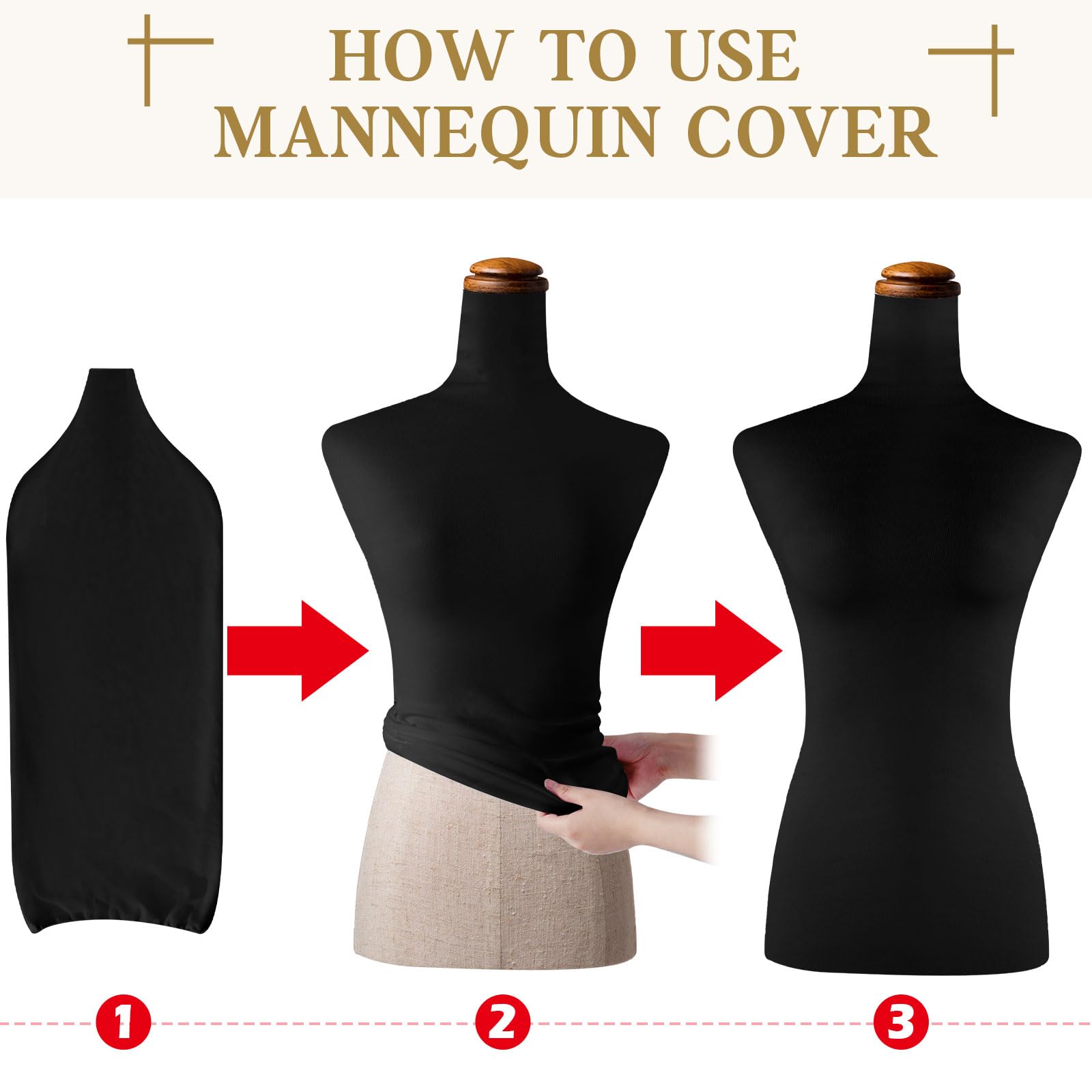 Peryiter 2 Pieces Mannequin Fabric Cover Soft Stretchy Clothing Upper Body Mannequin Cover for Retail Boutique Store Form Dummy Model Display Fitting Styling(Black, White)