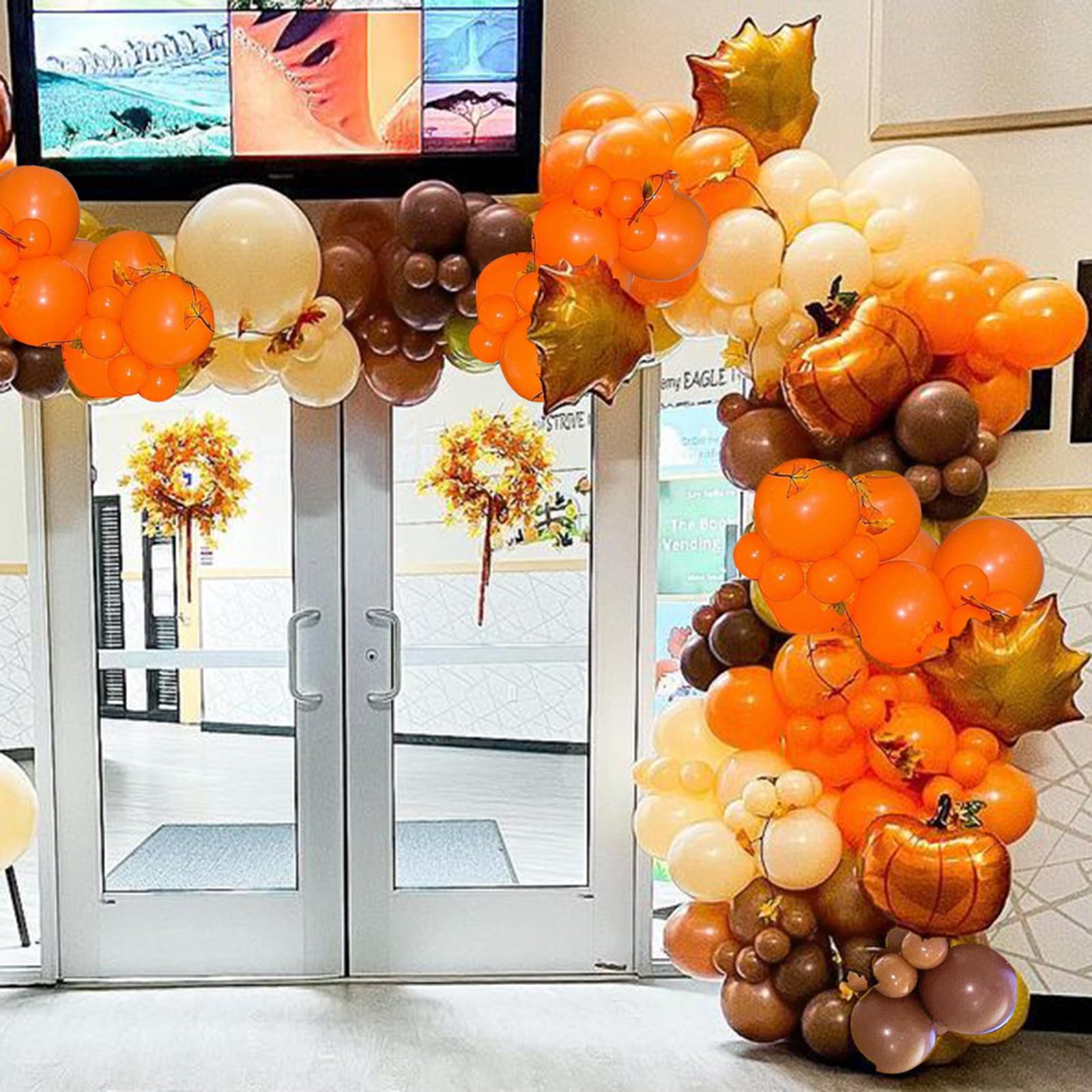 Fall Orange Balloons Garland Arch Kit -142pcs Orange Brown Balloons for Hello Fall Little Pumpkin Baby Shower Party Decorations Autumn Halloween Birthday Decorations