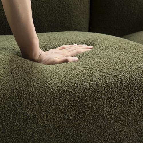 Eafurn 3 Seater Oversized Loveseat Sofa, Comfy Sherpa Teddy Overstuffed Cloud Couch,Lambswool Fabric Minimalist Modular Sectional Sofa&Couches for Small Spaces, Living Room, Apartment, Dark Green