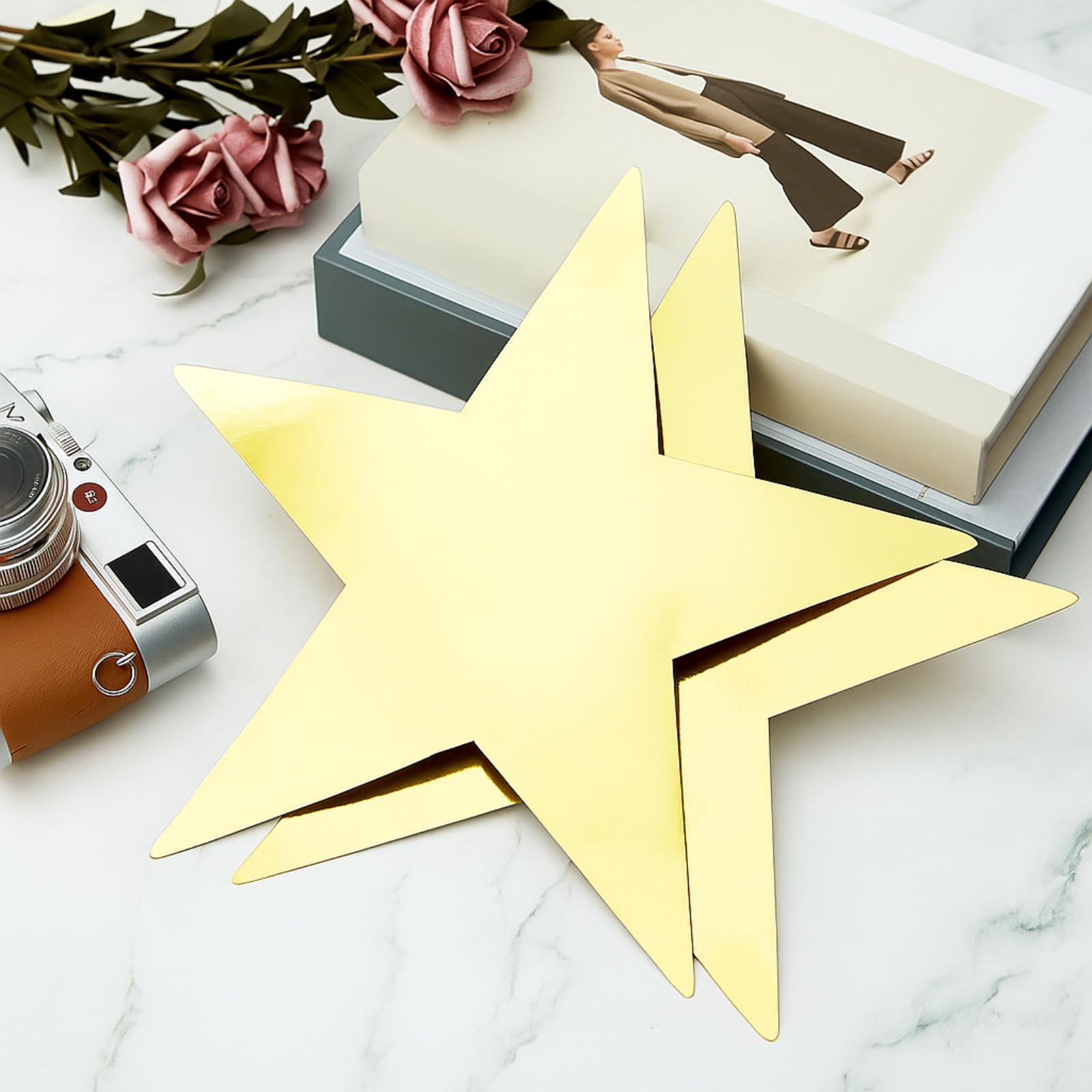 Gold Star Cutouts Double Printed Paper Stars Decoration for Wedding Party Supplies, 11 Inches (24 Pieces)
