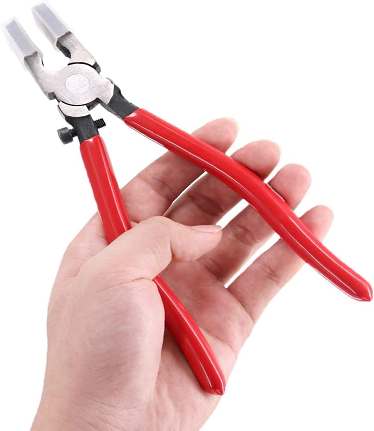 8 Inch Key Fob Pliers Attach Rubber Tips, Glass Running Plier for Key Fob Hardware Install and Stained Glass Work, with Adjustable Screw