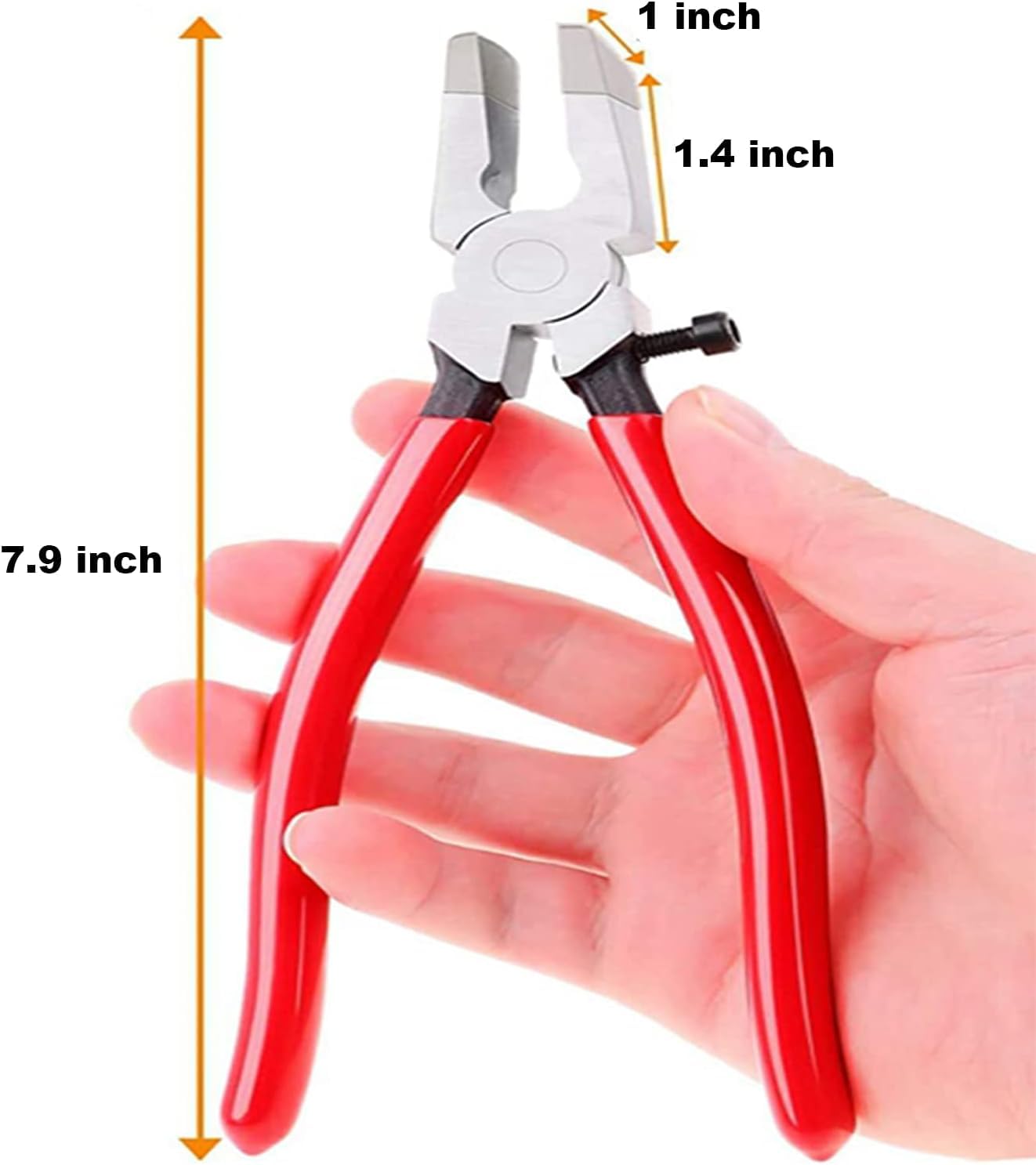 8 Inch Key Fob Pliers Attach Rubber Tips, Glass Running Plier for Key Fob Hardware Install and Stained Glass Work, with Adjustable Screw