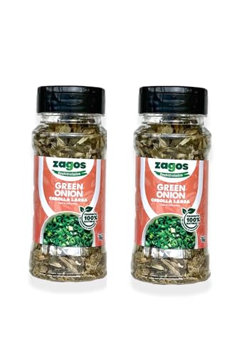 Zagos - Dehydrated spring onion 100% natural product, dried green onion in a 20 grams container (2 PACK)