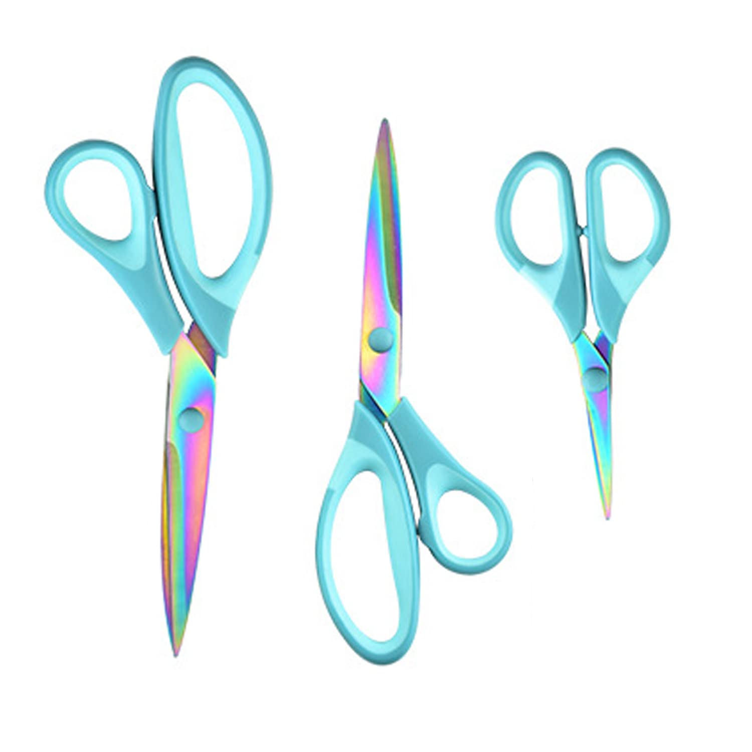 JISTL Craft Scissors Sharp Blades Fabric Scissors Rubber Soft Grip Handle Multipurpose Scissors Suitable for Sewing/Arts/Crafts/Office/School and Home (Blue 3Pcs)