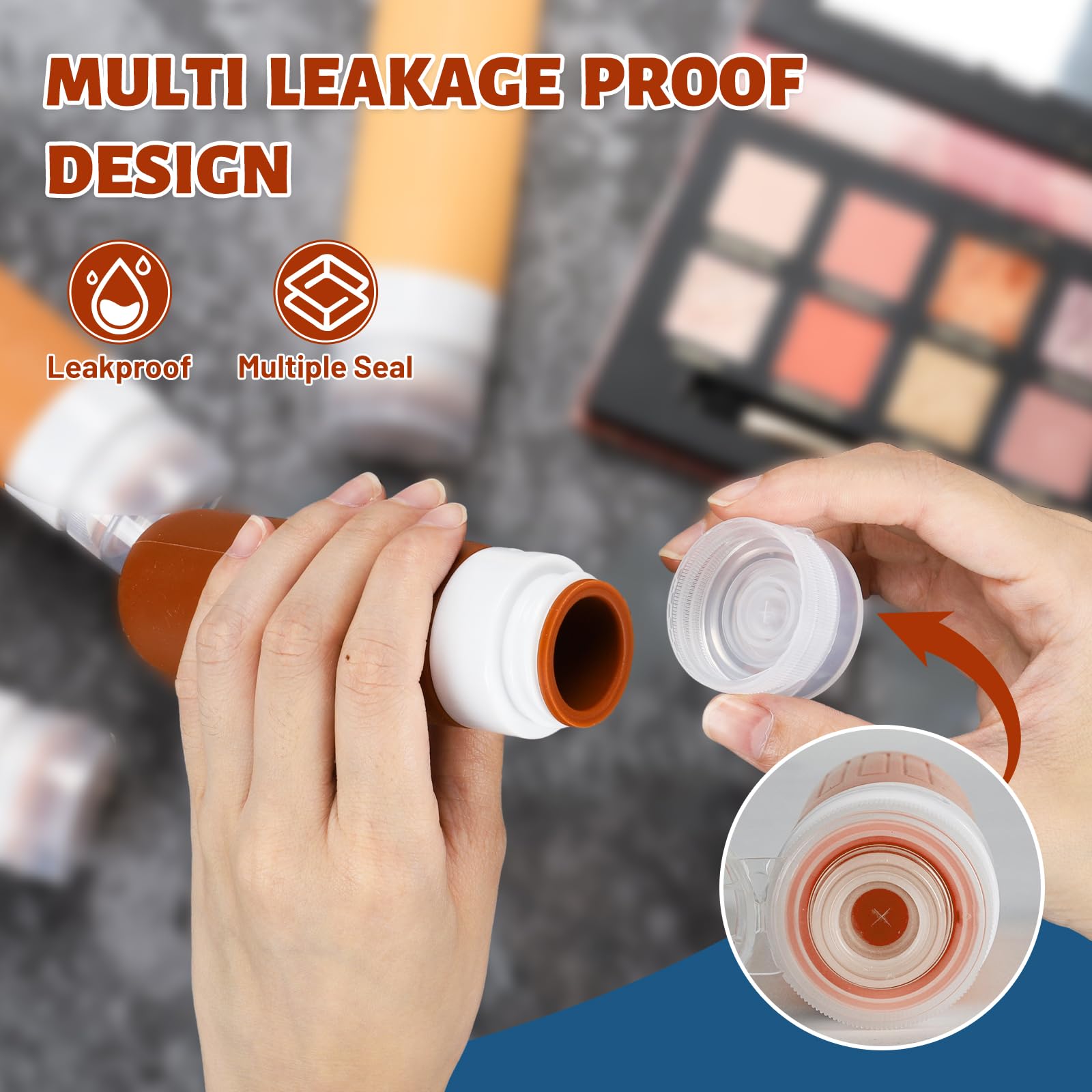 Fuystiulyo 4pcs Silicone Travel Bottles, BPA Free, Leak Proof, TSA Approved, 3oz x 4, Brown