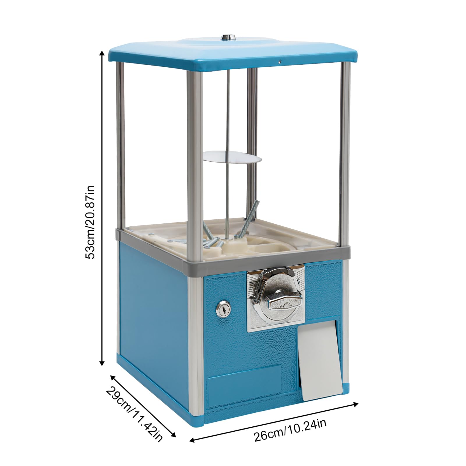 Vending Machine, 20.87Inch Height Candy Gumball Machine with Load Capacity Gumball Bank, Metal Candy Vending Machine for 1.77-1.97Inch Gadget,Portable Candy Dispenser Machine for Retail Shop (Blue)