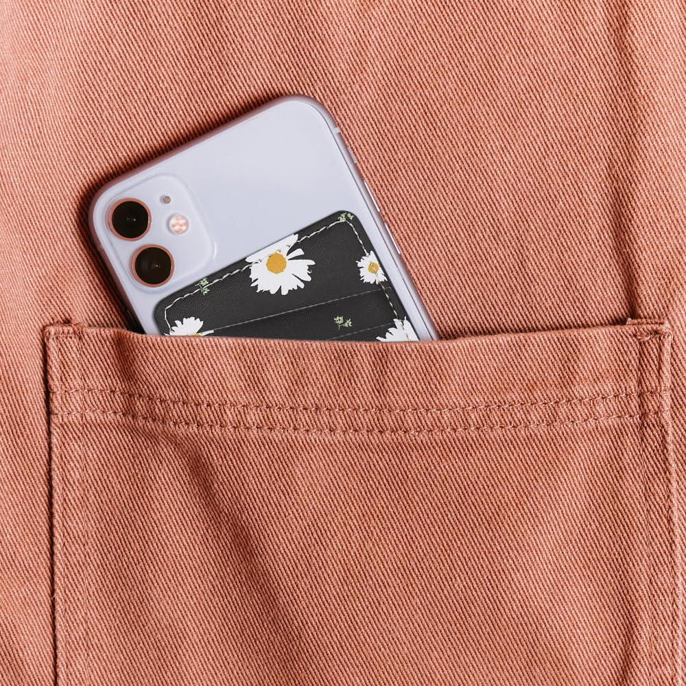 2Pack Card Holder for Phone Case, Leather Phone Card Holder, Cute Stick On Credit Card Wallet for Back of Phone iPhone and Android - White,Black
