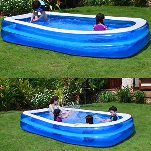 Inflatable Swimming Pool Outdoor Lawn Ground Rectangular Swimming Pool for Kids or Adults (Max 120x72x20±3 Inch)