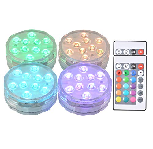 Nother Remote Control Submersible LED Lights, RGB Colorful Change Color, Good Waterproof Performance, for Decoration of Rooms, courtyards, Gardens, Flower pots, Swimming Pools, Fish Tanks (4, 24key)
