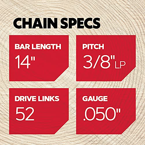 Oregon S52 AdvanceCut Chainsaw Chain for 14-Inch Bar -52 Drive Links β low-kickback chain fits Echo, Craftsman, Poulan and more