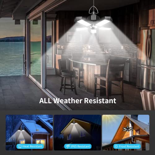 Solar Shed Light Indoor Outdoor,Waterproof Solar Pendant Light 6500K Solar Motion Sensor Light with Remote Control 5-Leaf Adjustable Solar Garage Lights for Home,Shop,Barn,Garden,Patio (Single-Head)