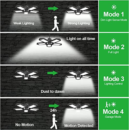 Solar Shed Light Indoor Outdoor,Waterproof Solar Pendant Light 6500K Solar Motion Sensor Light with Remote Control 5-Leaf Adjustable Solar Garage Lights for Home,Shop,Barn,Garden,Patio (Single-Head)