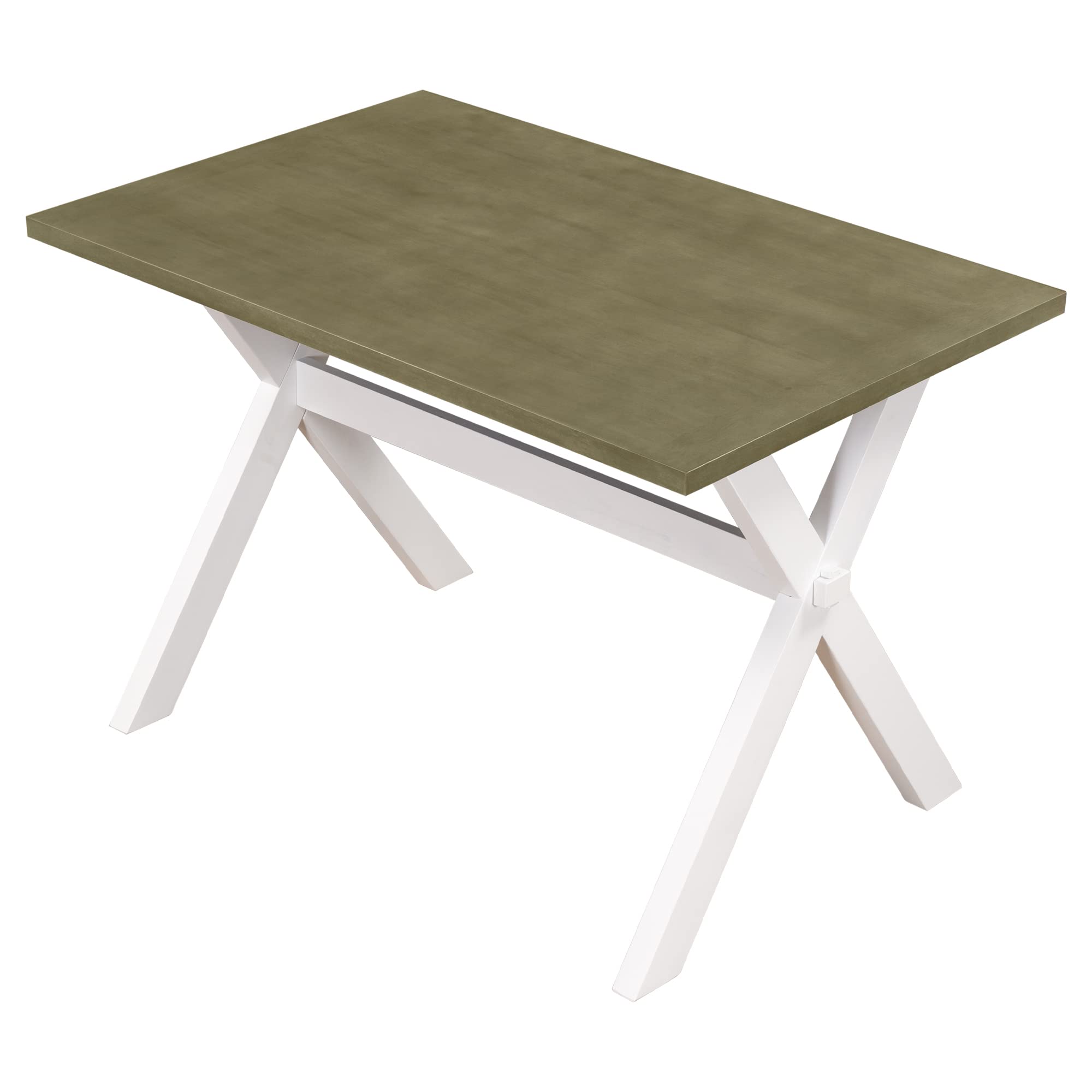 TARTOP 45.5 Inches Rustic Farmhouse, Wood Kitchen Room X-Shape Legs, Rectangle 4-6, Easy to Assemble, Gray Green+_White, Round Extendable Dining Table, Espresso