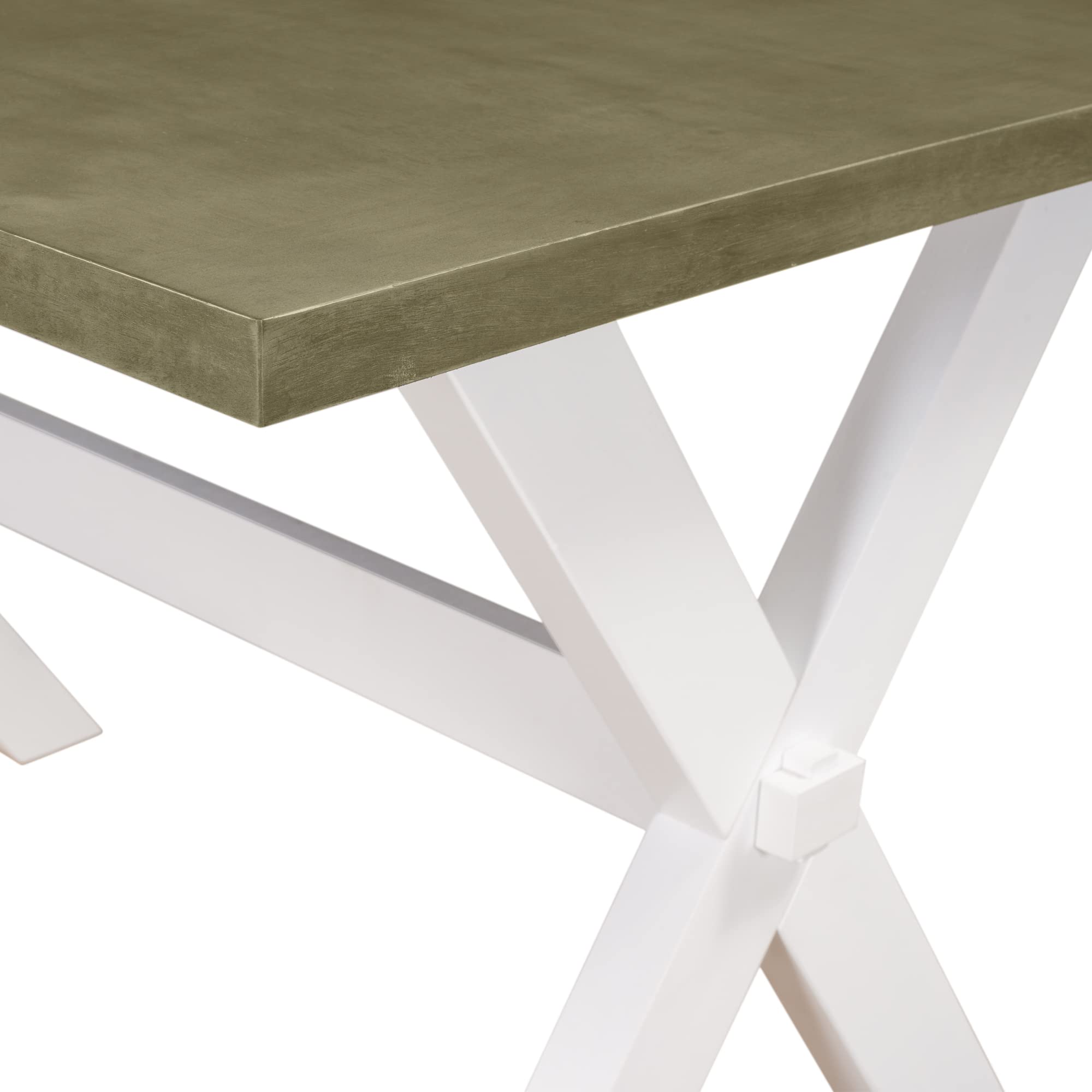 TARTOP 45.5 Inches Rustic Farmhouse, Wood Kitchen Room X-Shape Legs, Rectangle 4-6, Easy to Assemble, Gray Green+_White, Round Extendable Dining Table, Espresso