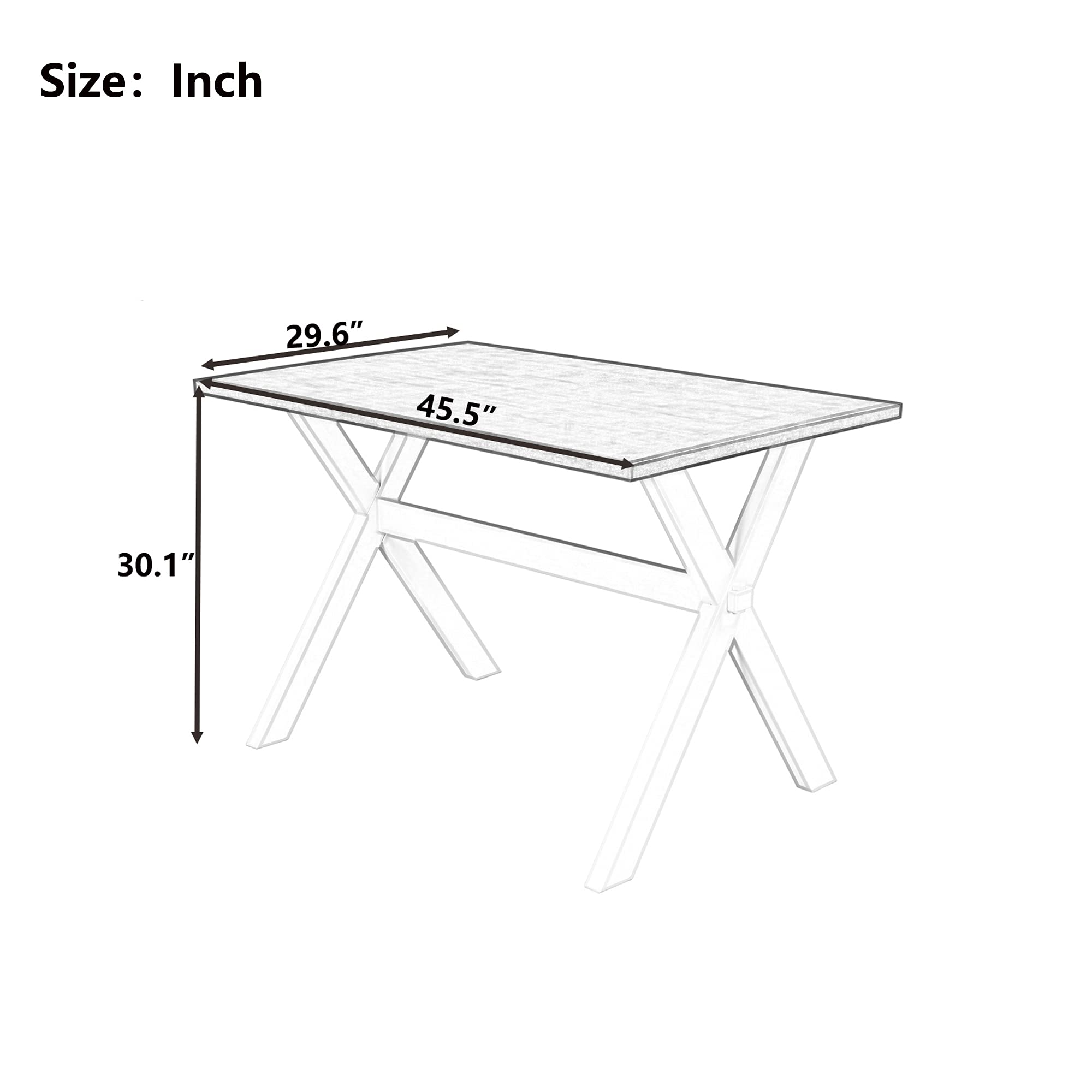 TARTOP 45.5 Inches Rustic Farmhouse, Wood Kitchen Room X-Shape Legs, Rectangle 4-6, Easy to Assemble, Gray Green+_White, Round Extendable Dining Table, Espresso
