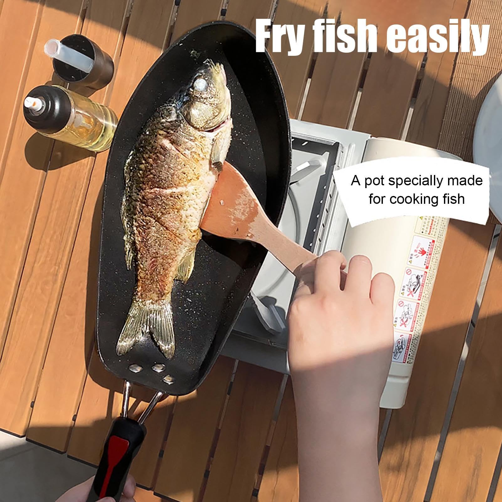 EEASSA Fish Shape Non-Stick Oval Shaped Frying Pan, Aluminum Alloy, 8.7cm Deep, Ideal for Grilling, Frying, and Serving