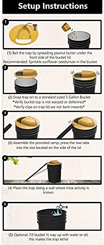 2 Pack Flip and Slide Bucket Lid Mouse Trap, Auto Reset Mice Chipmunk Traps for House Indoor Sanitary Mouse Traps Indoor Outdoors,Compatible 5 Gallon Bucket