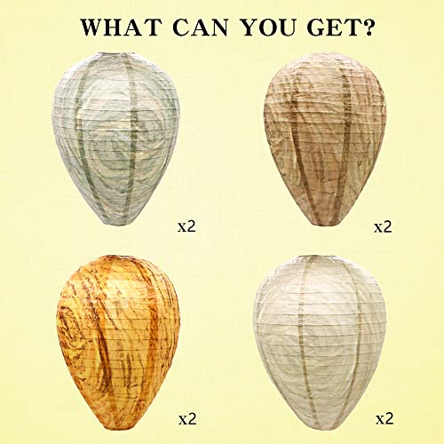 Wasp Nest Simulation Light Nesting, Fake Wasp Nest Bee Paper Lanterns, Hanging Wasp Repellent and Deterrent, Paper Drive Beehive Lantern for House Corner and Garden Outdoor, 8pcs