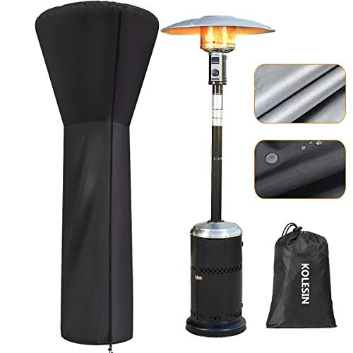 KOLESIN Patio Heater Cover, Garden Sun Patio Heater Cover Waterproof with Zipper Storage Bag Garden Style 420D Xford Fabric Outdoor Garden Treasures Patio Heater Cover Tan 89" Hx33 Dx19 B(Black)