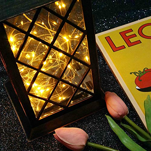 Solar Lantern Outdoor, Hanging Solar Light with 30 LED Fairy String Lights and Handle, Waterproof Decorative Landscape Lamp for Table Garden Patio Yard (Yellow)