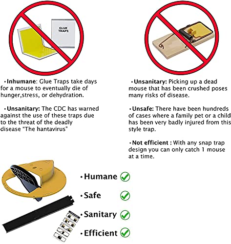 2 Pack Flip and Slide Bucket Lid Mouse Trap, Auto Reset Mice Chipmunk Traps for House Indoor Sanitary Mouse Traps Indoor Outdoors,Compatible 5 Gallon Bucket