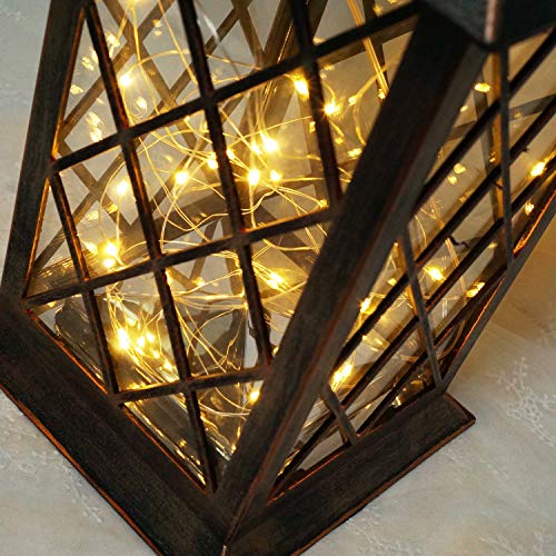 Solar Lantern Outdoor, Hanging Solar Light with 30 LED Fairy String Lights and Handle, Waterproof Decorative Landscape Lamp for Table Garden Patio Yard (Yellow)