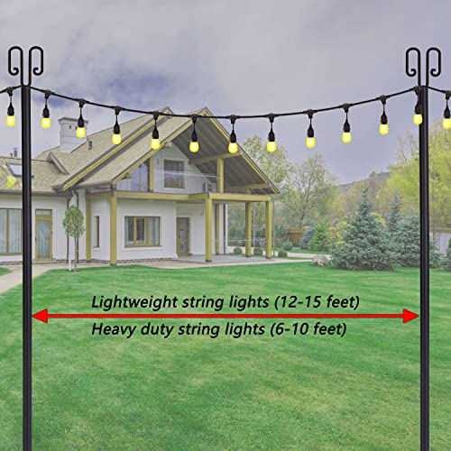 Jowkou String Light Poles for Outdoor String Lights 2 Pack, 100 Inch Light Poles for Outside String Lights, Backyard Steel Patio Light Poles for Garden, Patio, Wedding, Party, Birthday Decorations