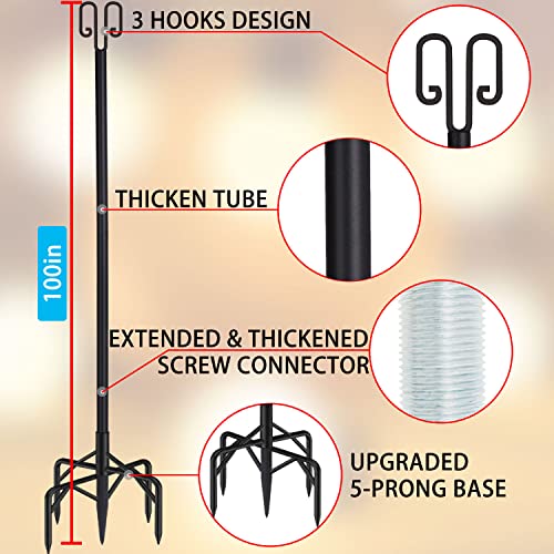 Jowkou String Light Poles for Outdoor String Lights 2 Pack, 100 Inch Light Poles for Outside String Lights, Backyard Steel Patio Light Poles for Garden, Patio, Wedding, Party, Birthday Decorations