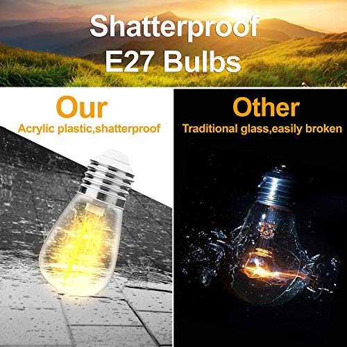 Solar Powered Waterproof LED Outdoor String Lights with Dimmable Remote Control for Backyard Garden Patio Pergola Gazebo Bistro Bedroom Christmas Wedding Party (56FT)