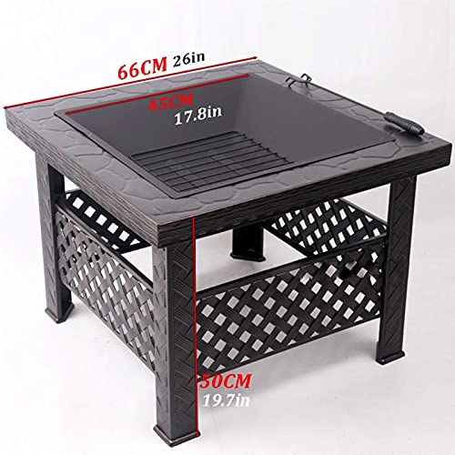 LEAYAN Garden Fire Pit Grill Bowl Grill Barbecue Rack Fire Pits Outdoor Garden Burning Fire Pit Bowl Terrace Metal Barbecue Table, Patio Lawn Backyard Barbecue Party Outdoor Fireplace, 66cm